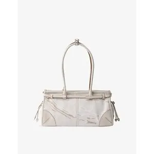 Prada Linen And Leather Shoulder Bag - White