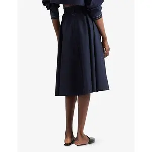 Prada Belted Midi Poplin Skirt
