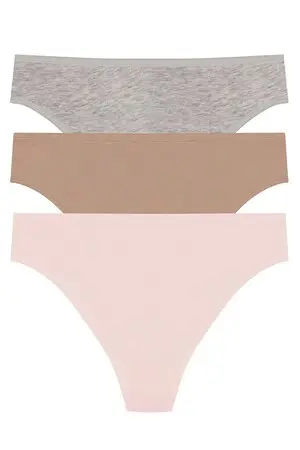 Natori Bliss Bare Cotton Thong 3-pack - Grey