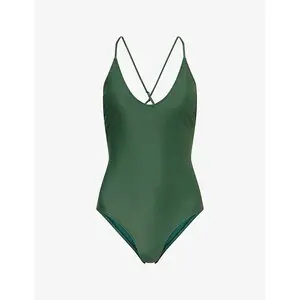 Verandah V-neck Cross-back Swimsuit - Emerald Green