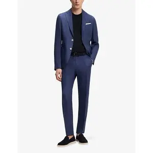 BOSS Short-sleeve Virgin-wool Jumper - Dark Blue