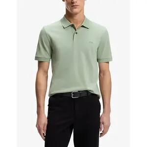 BOSS Pallas Logo-embroidered Cotton-piqué Polo Shirt - Open Green