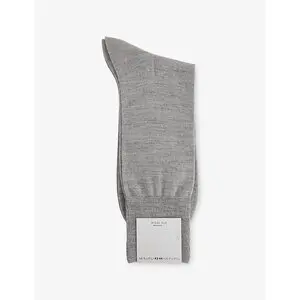 Falke No. 9 Crew-length Wool-blend Socks - Light Grey Melange