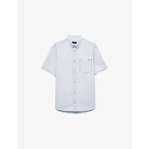 Prada Brand-embroidered Chest-pocket Cotton-chambray Shirt