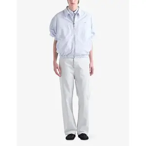 Prada Brand-embroidered Chest-pocket Cotton-chambray Shirt