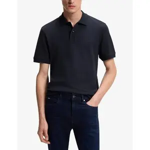 BOSS Pallas Logo-embroidered Cotton-piqué Polo Shirt - Dark Blue