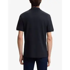 BOSS Pallas Logo-embroidered Cotton-piqué Polo Shirt - Dark Blue