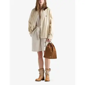 Prada Leather-collar Cotton-gabardine Blouson Jacket