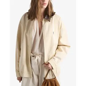 Prada Leather-collar Cotton-gabardine Blouson Jacket