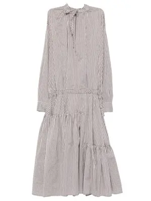 sleeveless striped silk blend dress