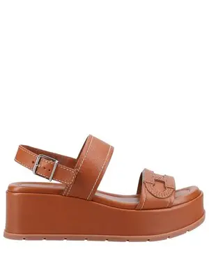 Hogan H703 Leather Platform Sandals - Brown