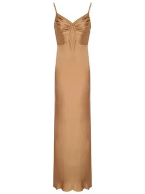 Elisabetta Franchi Red Carpet Satin Dress - Brown