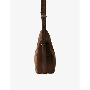 Prada Arqué Small Suede Shoulder Bag - Brown