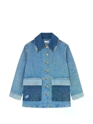 GANNI Patchwork Denim Jacket - Blue