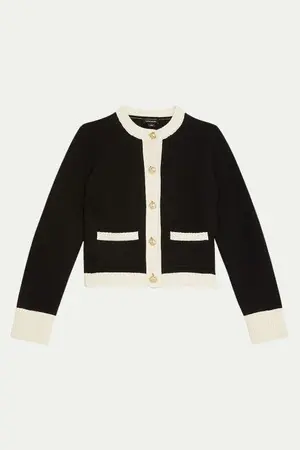 Karen Millen Cotton Cropped Knit Boxy Cardigan