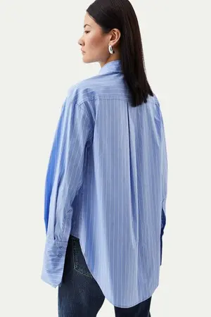 Karen Millen Striped Cotton Tie-neck Rosette Shirt