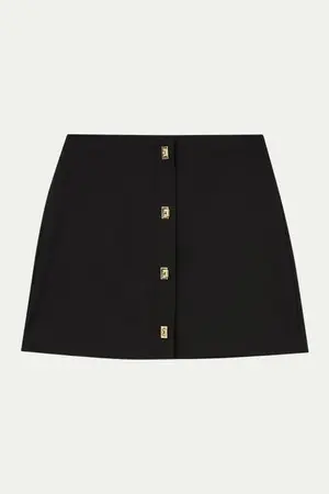Karen Millen Techno Cotton Mini Skirt With Gold Clasp Detail