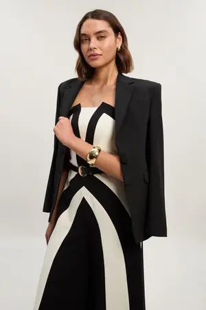 Karen Millen Colour Block Bandeau Jumpsuit