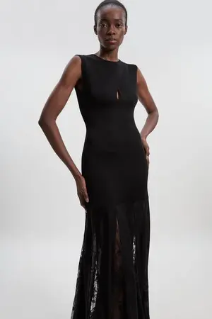 Karen Millen Slinky Lace Knit Maxi Dress