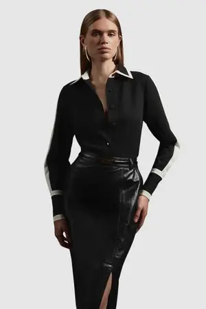 Karen Millen Colour Block Twill Woven Shirt