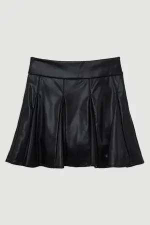 Karen Millen Faux Leather Pleated Mini Skirt
