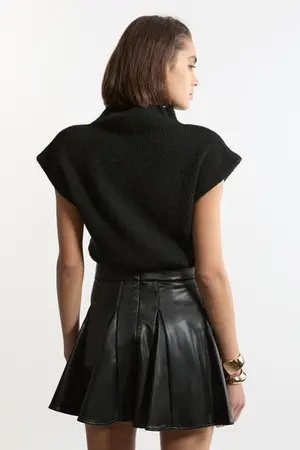 Karen Millen Faux Leather Pleated Mini Skirt