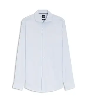 BOSS One Slim-fit Shirt In A Structured Cotton Blend - Light Blue