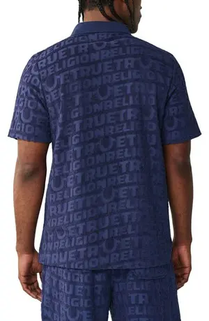 True Religion Logo Terry Zip Polo