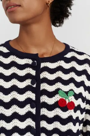 Chinti & Parker Cotton Cherry Crochet Cardigan