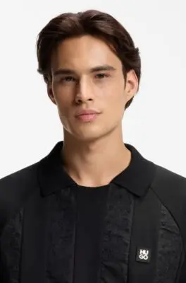 Hugo Johnny-collar Polo Shirt With Broderie Stripes