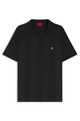Hugo Johnny-collar Polo Shirt With Broderie Stripes