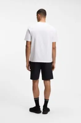 BOSS Logo-artwork T-shirt In Stretch Cotton - White
