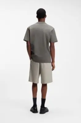 Hugo Relaxed-fit Cotton-jersey T-shirt With Logo Print - Dark Grey