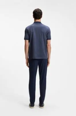 BOSS Jacquard-pattern Polo Shirt In Cotton - Light Blue