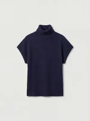 Karen Millen High Neck Knitted Tunic Top With Short Sleeves