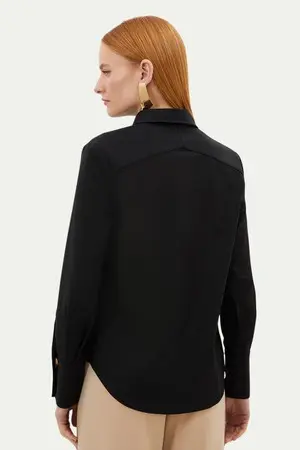 Karen Millen Techno Cotton Shirt - Black
