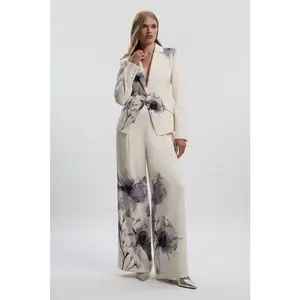 Karen Millen Floral Crepe Single Breasted Blazer - Multi