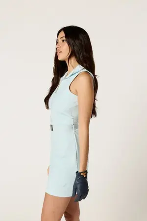 GOLDIE BYRD Belted Sleeveless Sport Dress - Light Blue