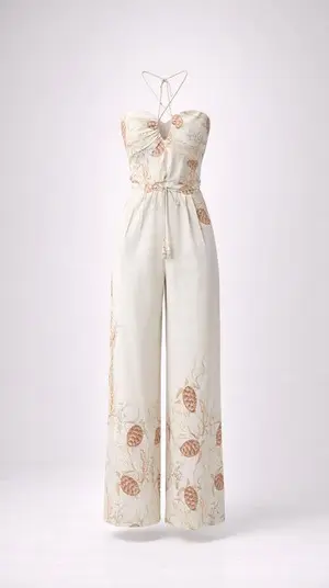 SABLE Costamar Linen-blend Halter Wide-leg Jumpsuit