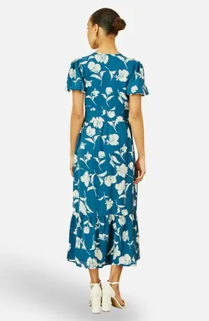 YUMI Floral Button Down Midi Dress
