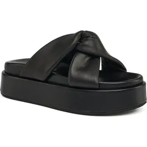 J/SLIDES NYC Yvette Leather Platform Slide - Black