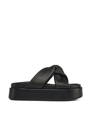 J/SLIDES NYC Yvette Leather Platform Sandal - Black