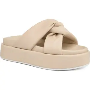 J/SLIDES NYC Yvette Leather Platform Slide Sandals - Off White