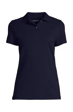 LANDS' END Short Sleeve Mesh Polo Shirt - True Blue