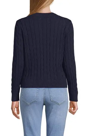 LANDS' END American Flag Cable Knit Drifter Sweater
