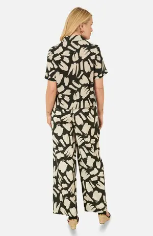 YUMI High Waisted Printed Wide Leg Trousers