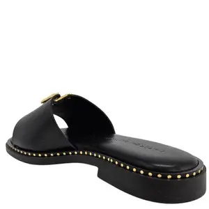 MADISON MAISON Leather Slide Sandal With Hardware - Black