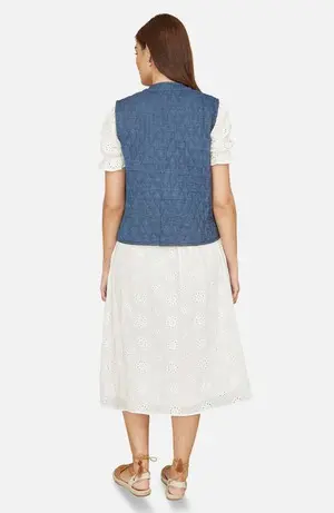 YUMI Reversible Quilted Tie-front Waistcoat