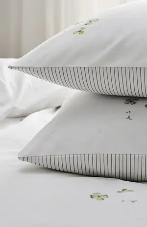 CHRISTY Clover Romantic Floral Striped Reversible Pillowcase Pairs
