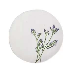 GALLERIE II Lavender Flowers Single Round Ceramic Serving Plate 7.9 - Green